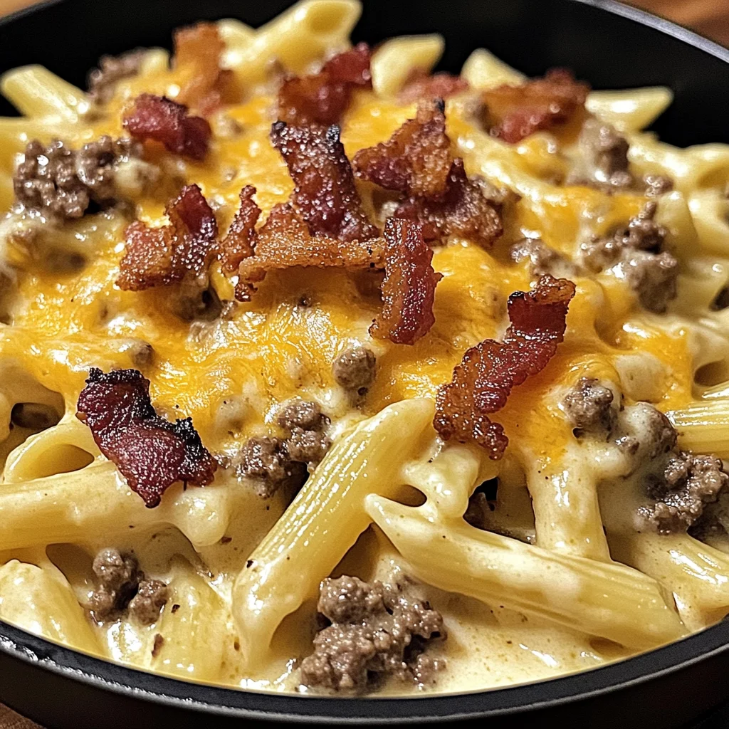 Loaded Cheeseburger Alfredo Pasta